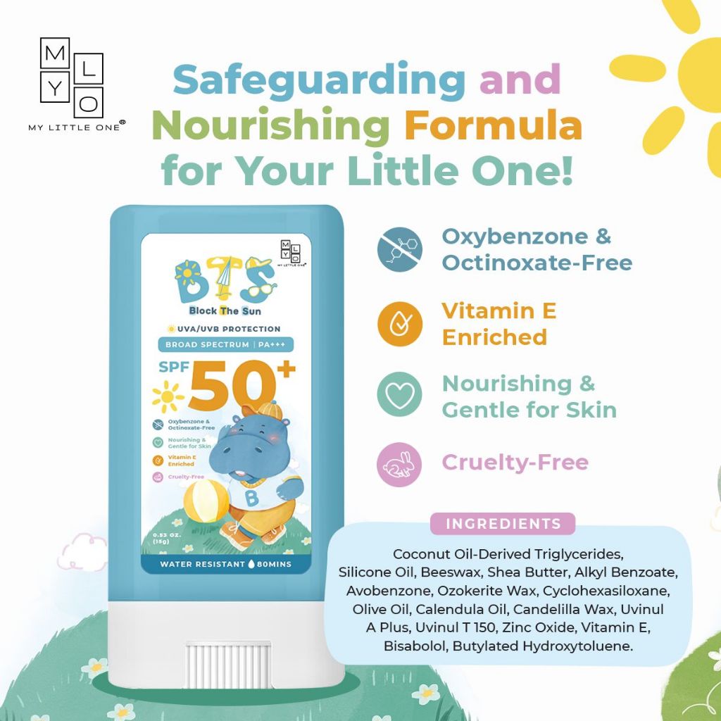 MyLO BTS Kids Sunscreen Stick Sunblock Lotion - SPF50+, UVA UVB, 80min ...