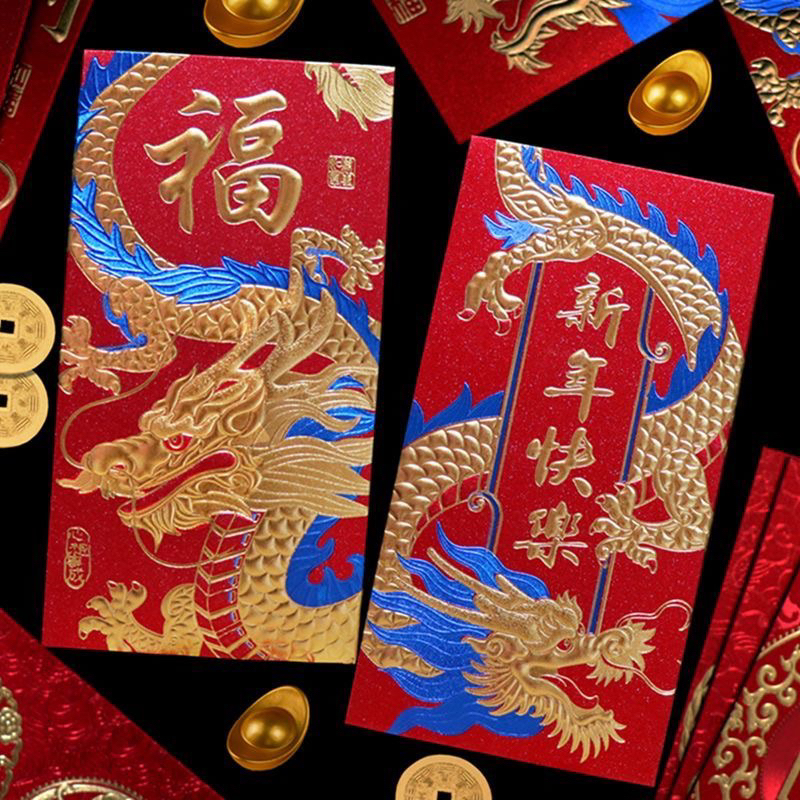 CNY Chinese New Year Golden Foil Dragon 2024 Angbao Red Packet | Shopee ...