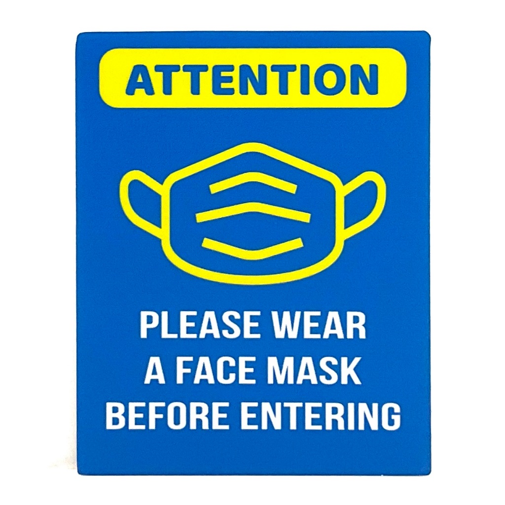 ATTENTION PLEASE WEAR FACE MASK BEFORE ENTERING SIGN/SIGNAGE | 80mm x ...