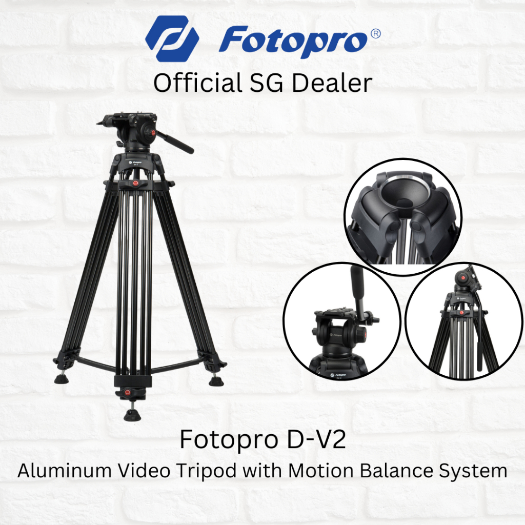 Fotopro DV-2 Aluminum Video Broadcast Tripod with Motion Balance System ...