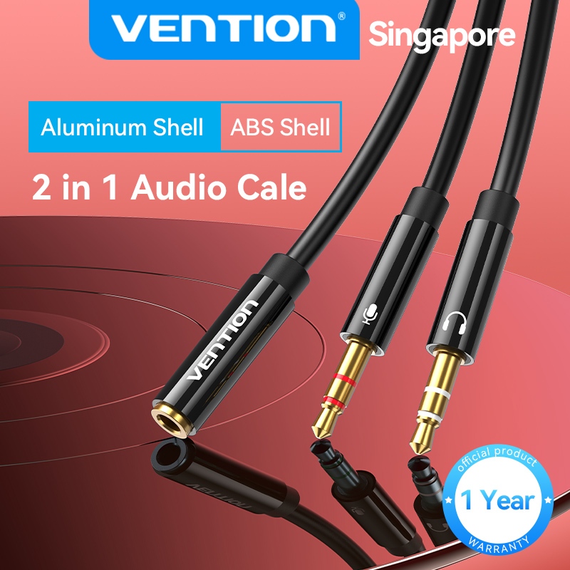 Vention 2in1 Audio Cable Splitter 3.5mm Audio Jack Aux Cable | Shopee ...