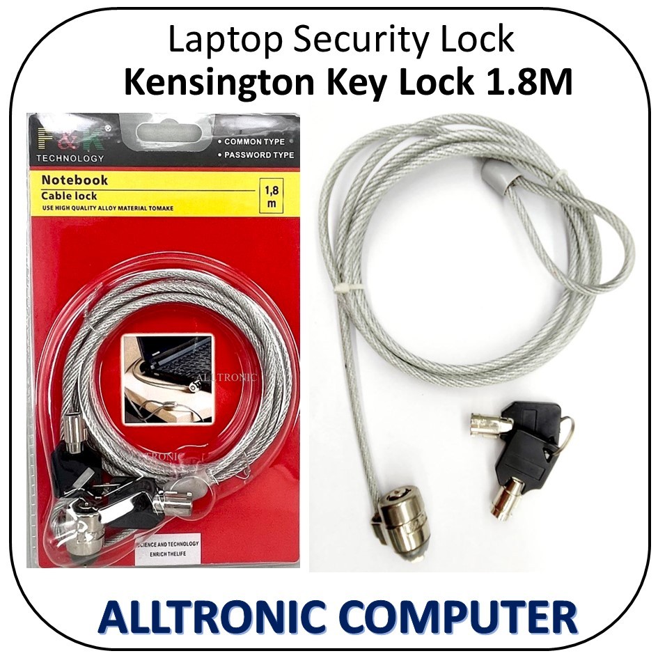 Notebook Cable Lock Key 1.8meter F&K / Standard K Slot: 1/4 x 1/8 in ...