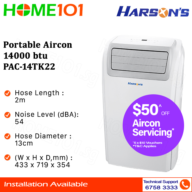 Harsons Portable Aircon 14000BTU PAC-14TK22*NO INSTALLATION* | Shopee ...