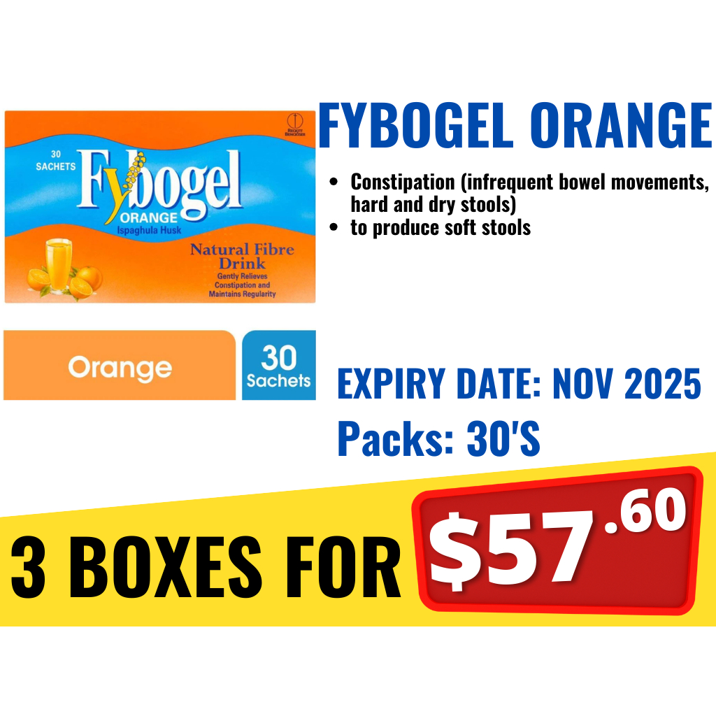 Fybogel Natural Fibre Drink Orange Flavour 30 Sachets Ispaghula Husk ...