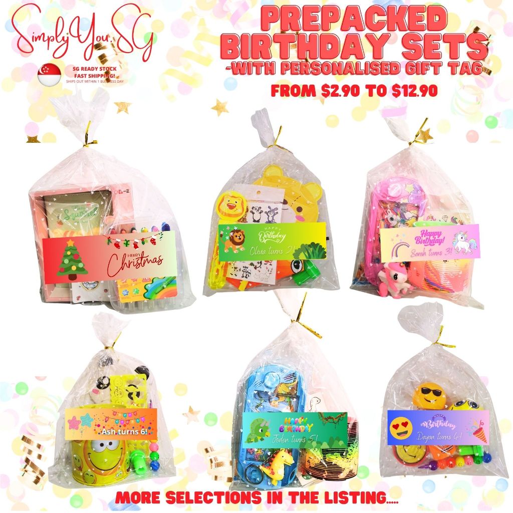 Children Birthday Goodie Bag with Personalised Gift Tags Party Sets ...