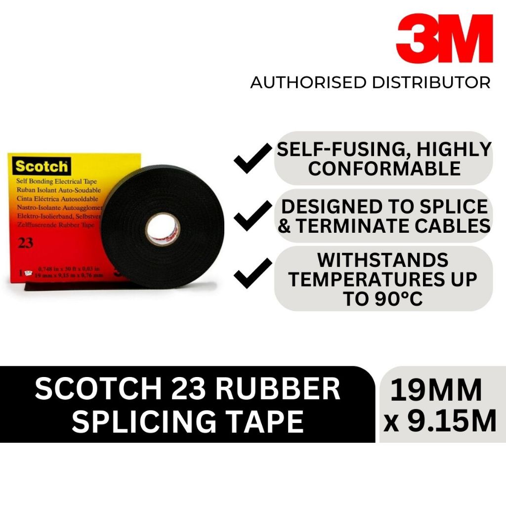 3M Scotch 23 Rubber Splicing Tape 3/4'' X 30' (19 mm X 9.15 Meter ...