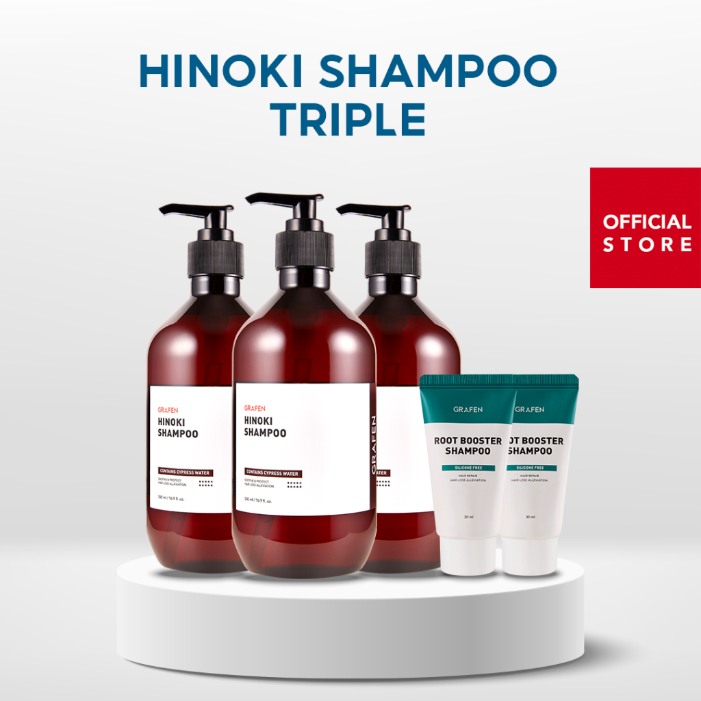 [GRAFEN] [Bundle of 5] Hinoki Shampoo 500ml x3 + [Free Gift] Miniature ...