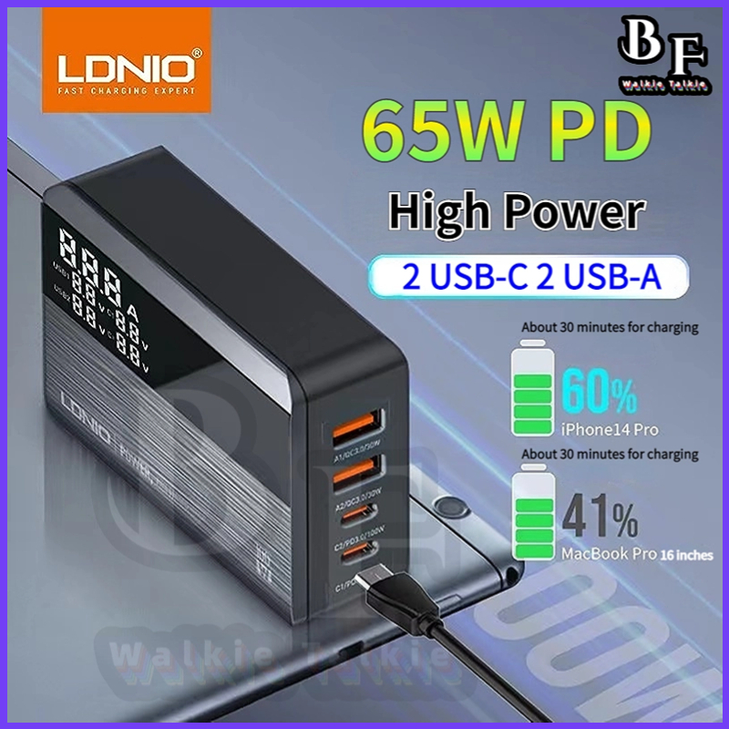 🔥LDNIO🔥 65W USB-C Charger PD Charger QC3.0 Intelligent Multi-Port ...
