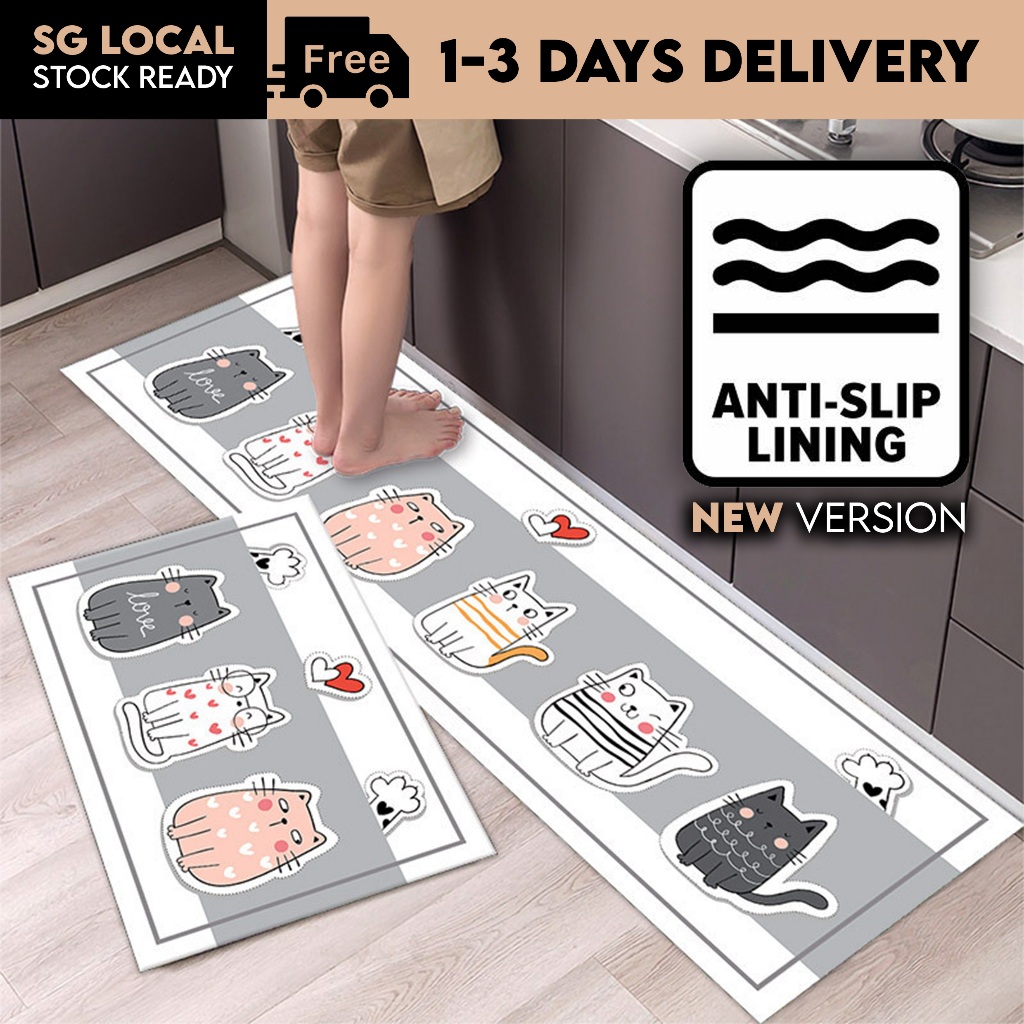 [SG STOCK] Kitchen Non Slip Floor Mat Oil Proof Waterproof Kitchen Anti ...