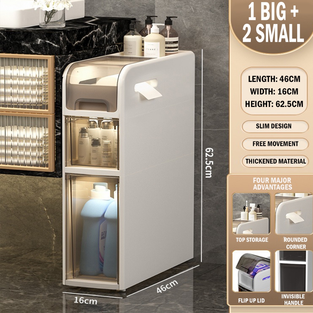 Bathroom Slim Storage Cabinet, Space-saving Slim Design Storage Rack ...