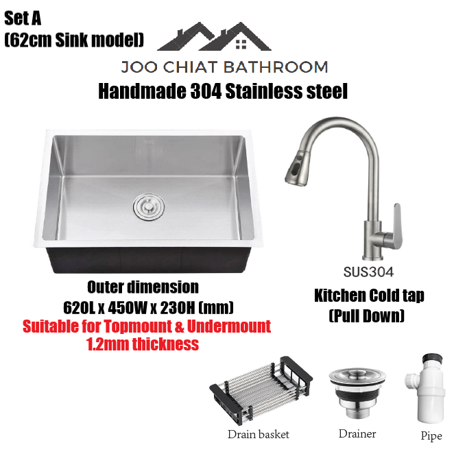 Stainless steel kitchen sink with Pull out Cold Kitchen tap | Shopee ...