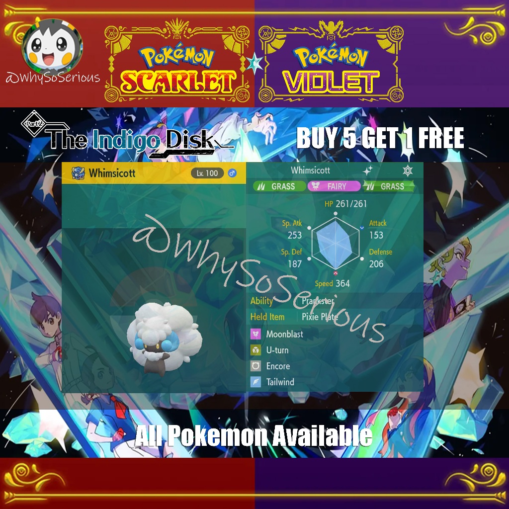 Pokemon Scarlet and Violet Shiny Battle Ready Whimsicott (Digital Game ...