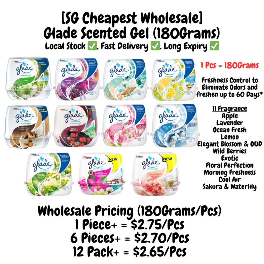 [Local Cheapest] Glade Scented Gel (180Grams), Air Freshener Aroma and ...