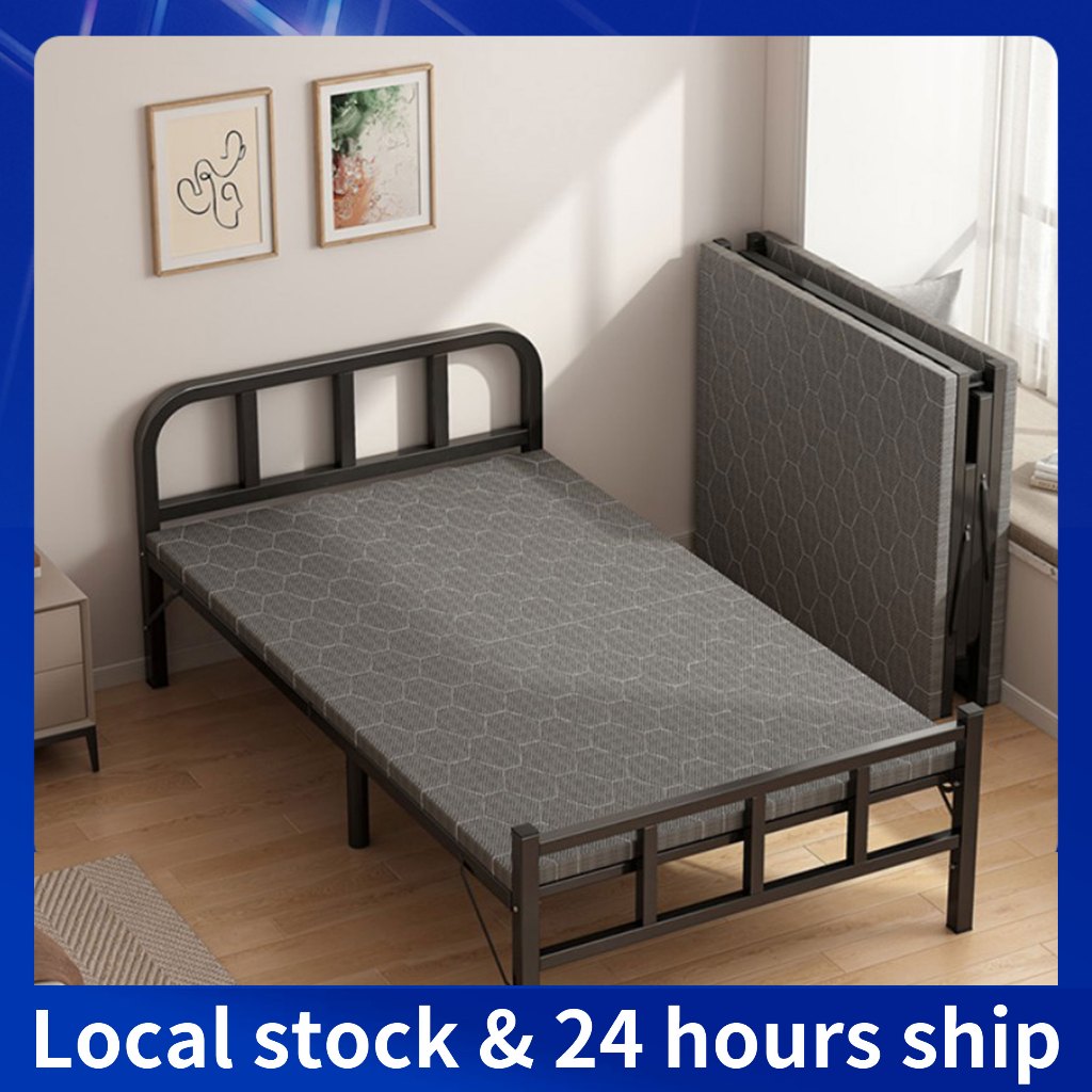 Foldable Bed with Frame Single Double Bed/Bed Frame with Topper with ...