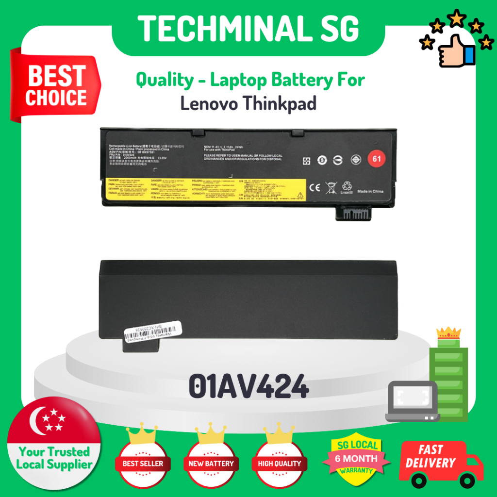 TECHMINAL - 01AV424 - Battery replacement for Lenovo ThinkPad T470 61 ...