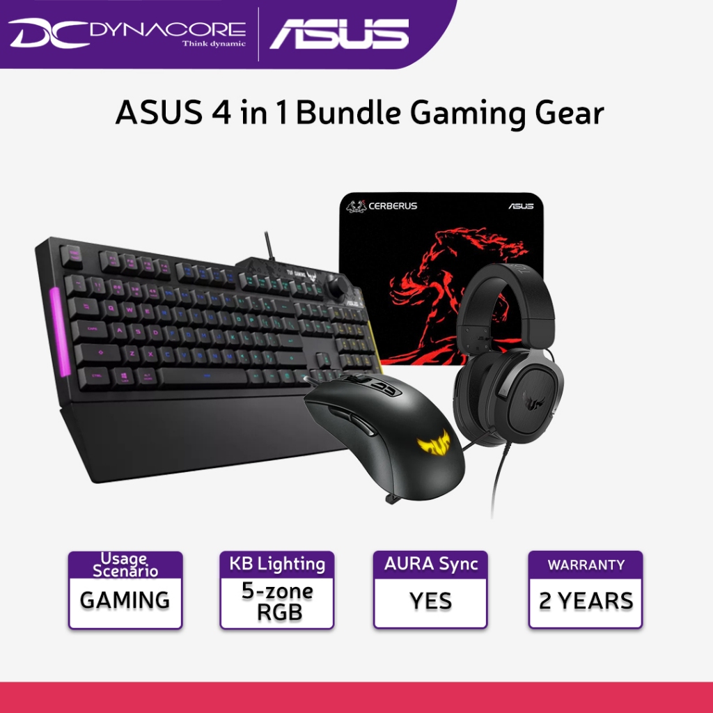 ASUS 4 in 1 Bundle Gaming Gear,TUF Gaming K1 RGB keyboard ,TUF Gaming ...