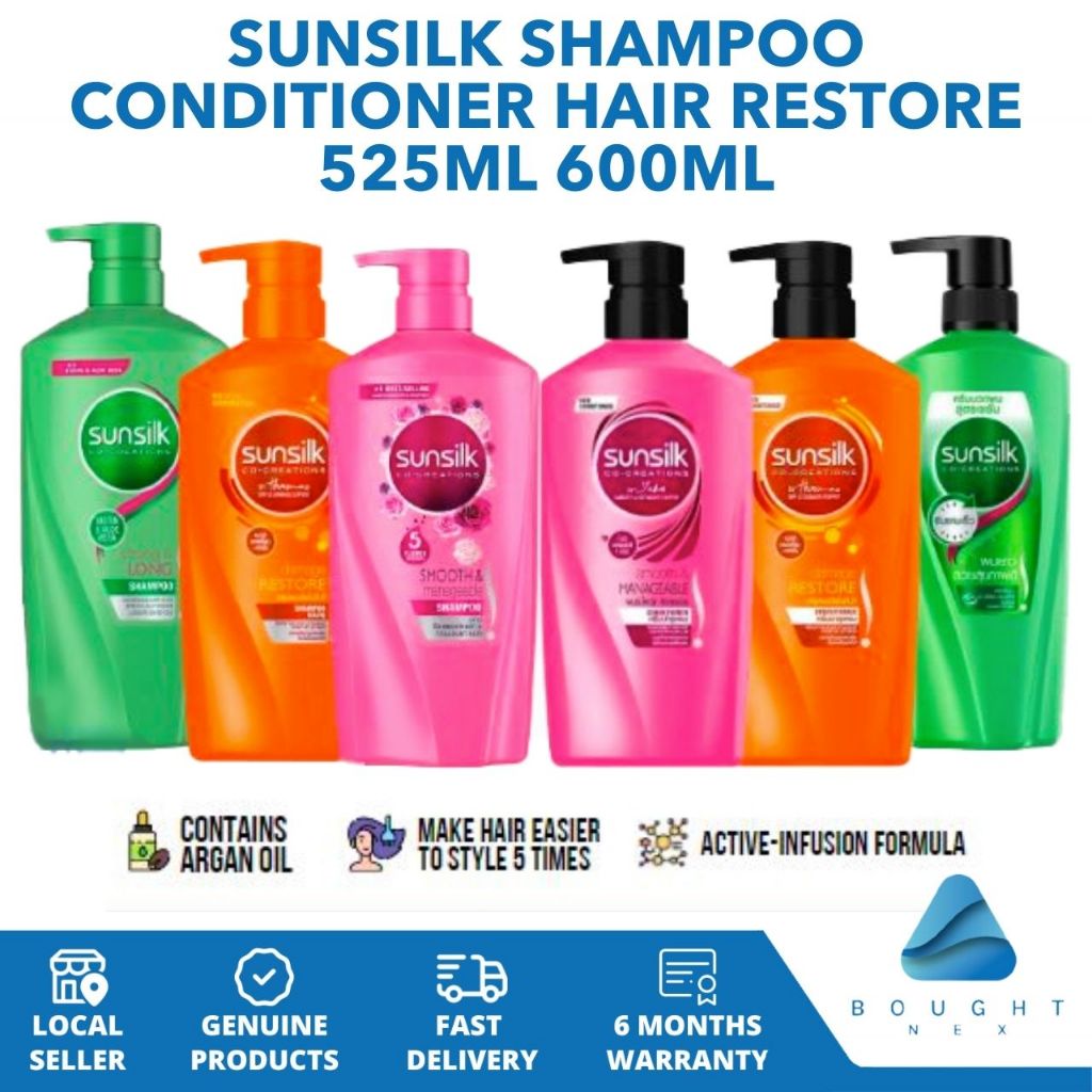 Sunsilk Shampoo & Conditioner 450-525ml - Smooth Manageable, Damage Restore, Healthier Long Hair ...
