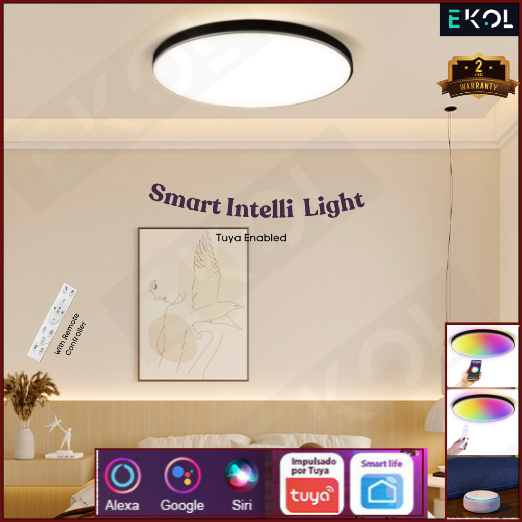 EKOL 2024 Tuya Enabled Smart Intelli Light works Siri Google Assistant ...
