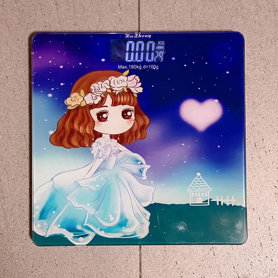 Pretty girl home scale bath temperature weighing scales display set ...