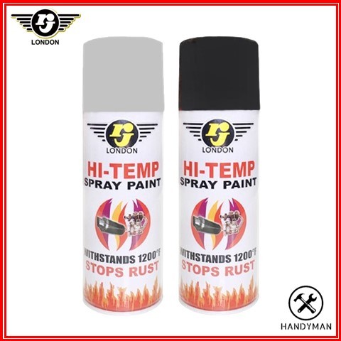 RJ London Hi-TEMP Silver / Black Spray Paint (High Temperature Spray ...