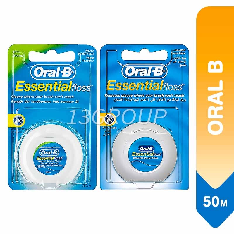 Oral-B Dental Floss Essential Unwaxed Waxed Mint, 50M | Shopee Singapore