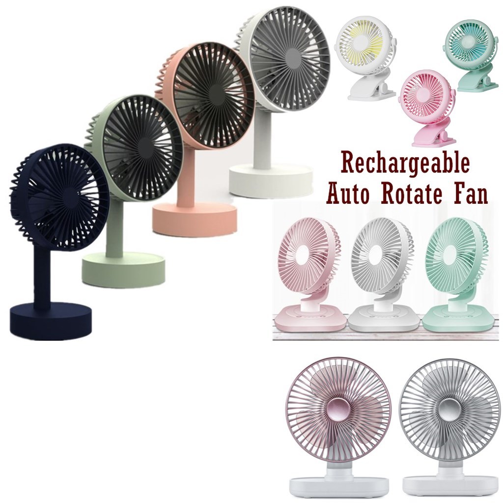 SG Seller Portable Wireless Auto Rotate Fan USB Rechargeable Desk Clip ...
