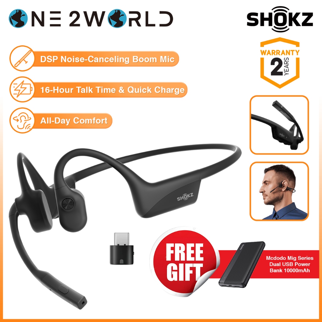 SHOKZ Opencomm 2 UC Open-Ear Bluetooth Headphones, 7th Generation Bone ...