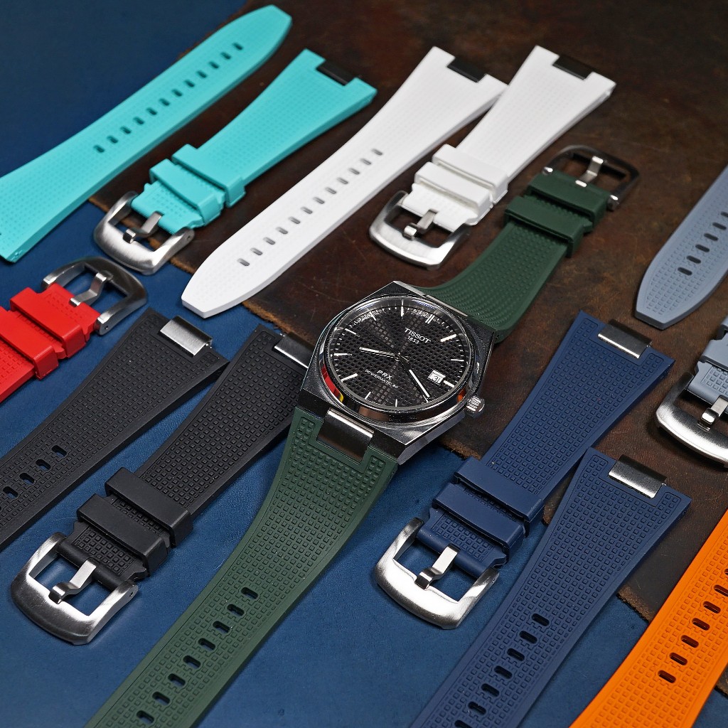 Waffle FKM Rubber Watch Strap for Tissot PRX 40mm | Shopee Singapore