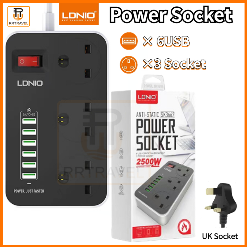 🔥 LDNIO 🔥 Multi functional British Standard Socket With 3 Plugs+6 USB ...