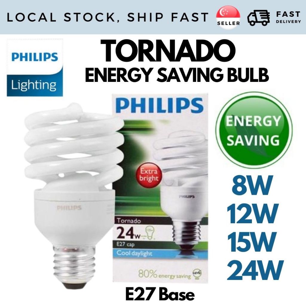 🇸🇬 Local Stock 🇸🇬 Philips Tornado 8W / 12W / 15W / 24W E27 Base Energy ...