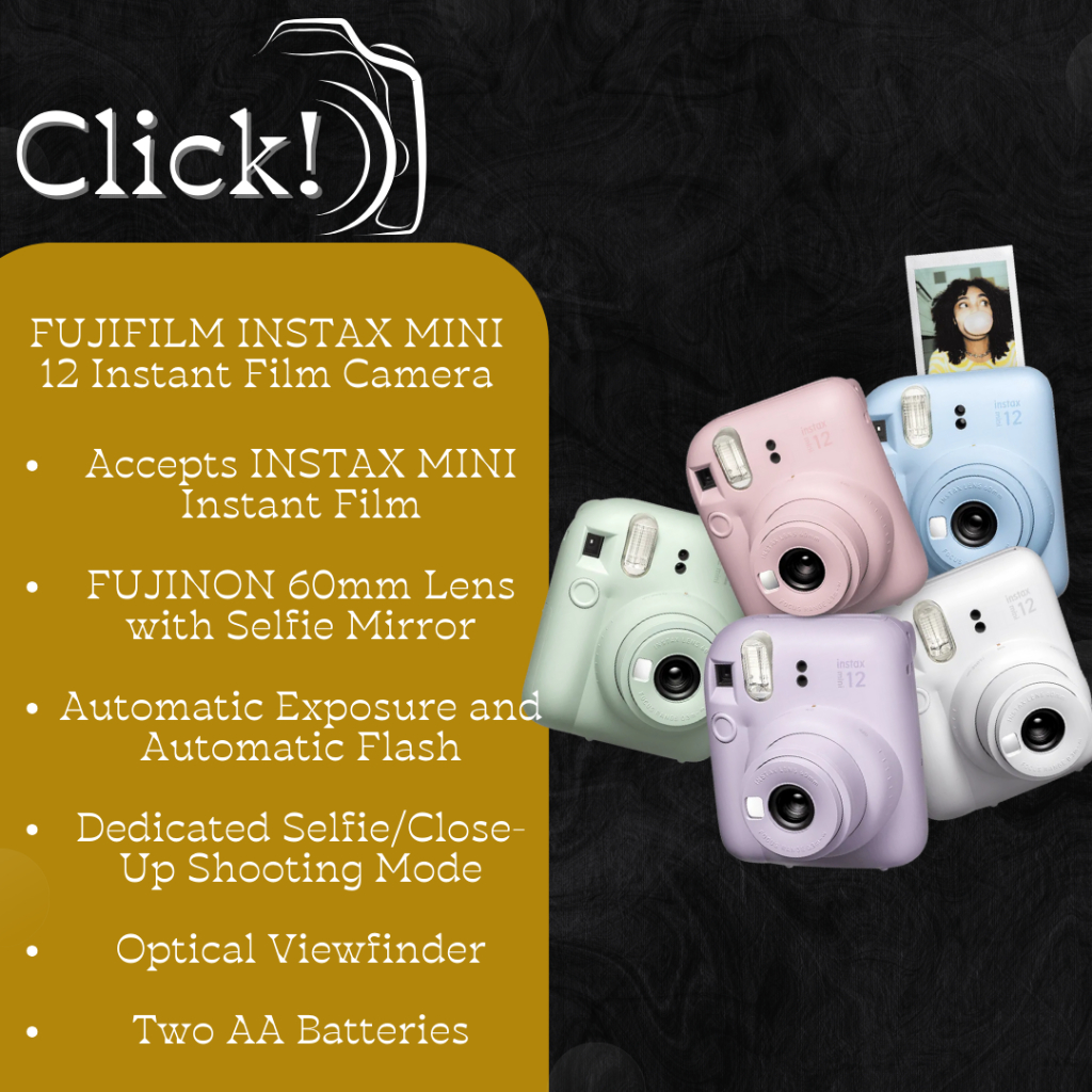 FUJIFILM INSTAX Mini 12 Instant Film Camera (Free 2 pack of film ...