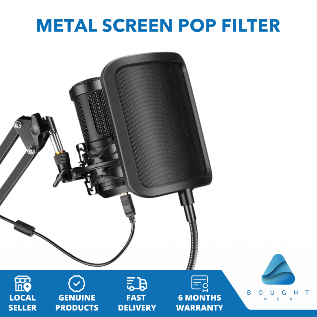 Metal Screen Pop Filter Shield - Noise Reduction, Adjustable Gooseneck ...