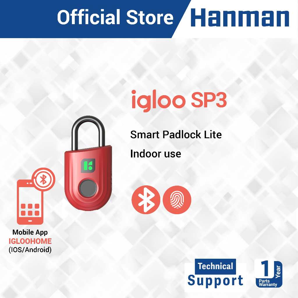 IGLOOHOME SP3 (SMART PADLOCK LITE) WITH FINGERPRINT + MOBILE APP (1 ...