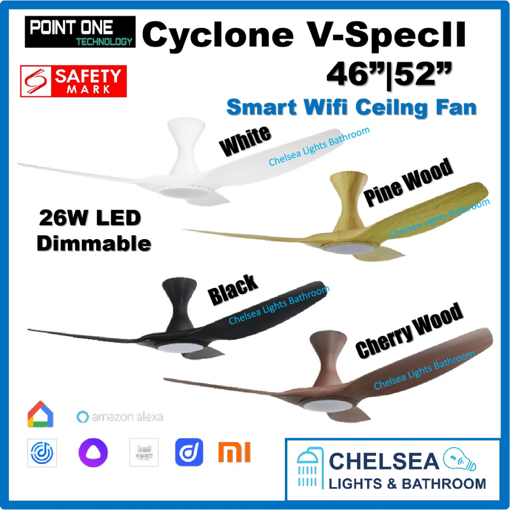 PO ECO FAN CYCLONE VSPEC-III SMART WIFI Ceiling FAN DC Motor 46/52in ...