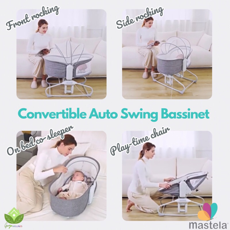 Mastela Deluxe Multi-functional Auto-Swing Bassinet 360° Rotating Baby ...