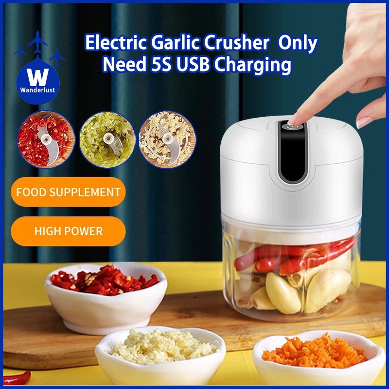 250ml Garlic Chopper Kitchen Electric Food Crusher Mini Blender Grinder ...