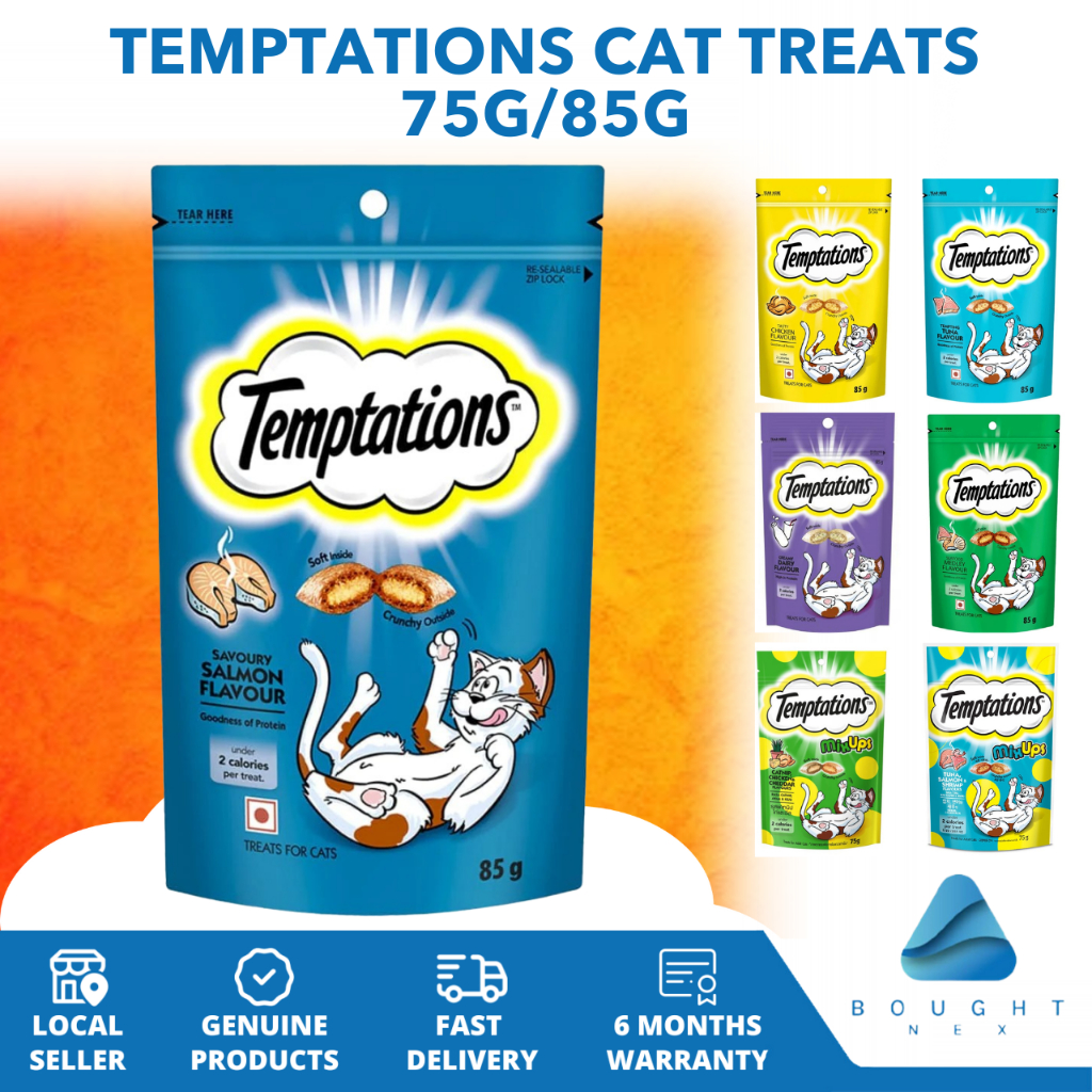 Temptations Cat Treats 75g - Tasty Flavored, Crunchy & Delicious ...