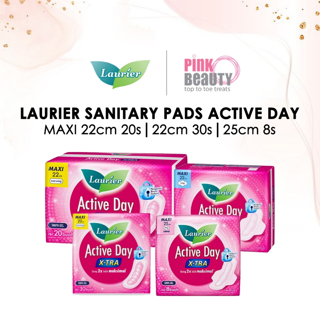 Laurier [1 pack] Sanitary Pads Active Day 22cm/25cm - Wing/NO Wing ...