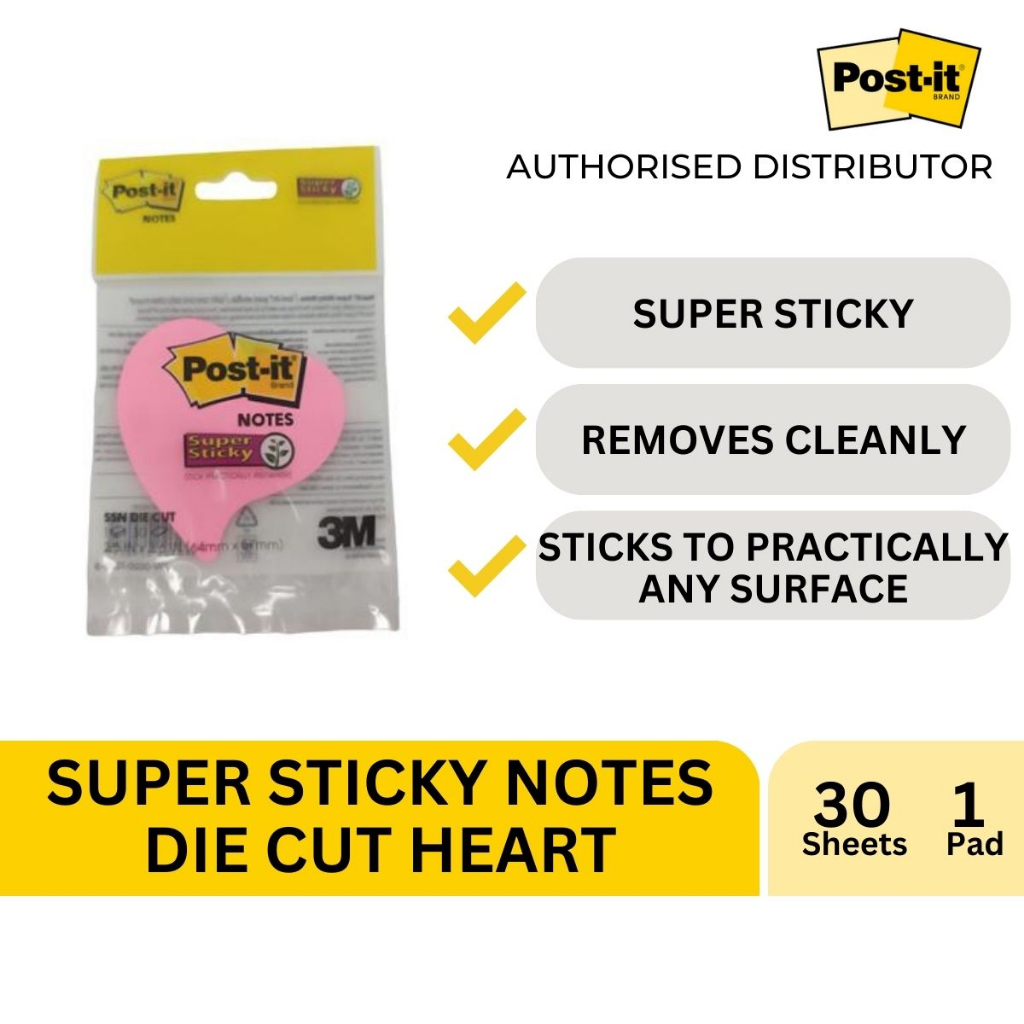 3M Post-it Super Sticky Die Cute Heart 30 Sheets | Shopee Singapore