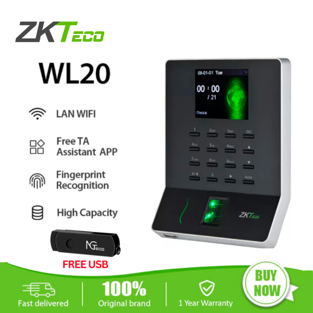 ZKTeco WL10 / WL20 / Aface10 Fingerprint Attendance Machine Time Attendance Time Recorder Report ...