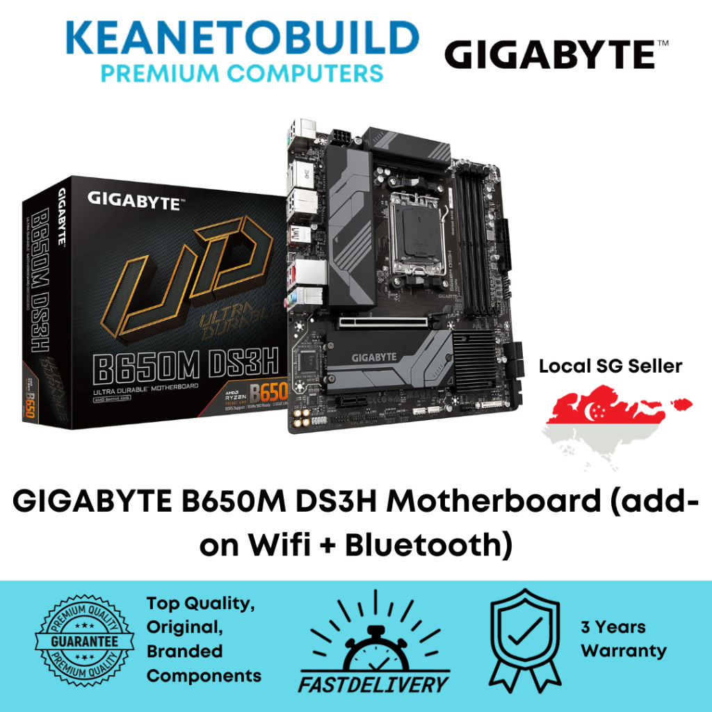[READY-STOCK] GIGABYTE B650M DS3H AMD DDR5 PCIe 4.0 ADD-ON AX AC WIFI AND BLUETOOTH | Shopee ...