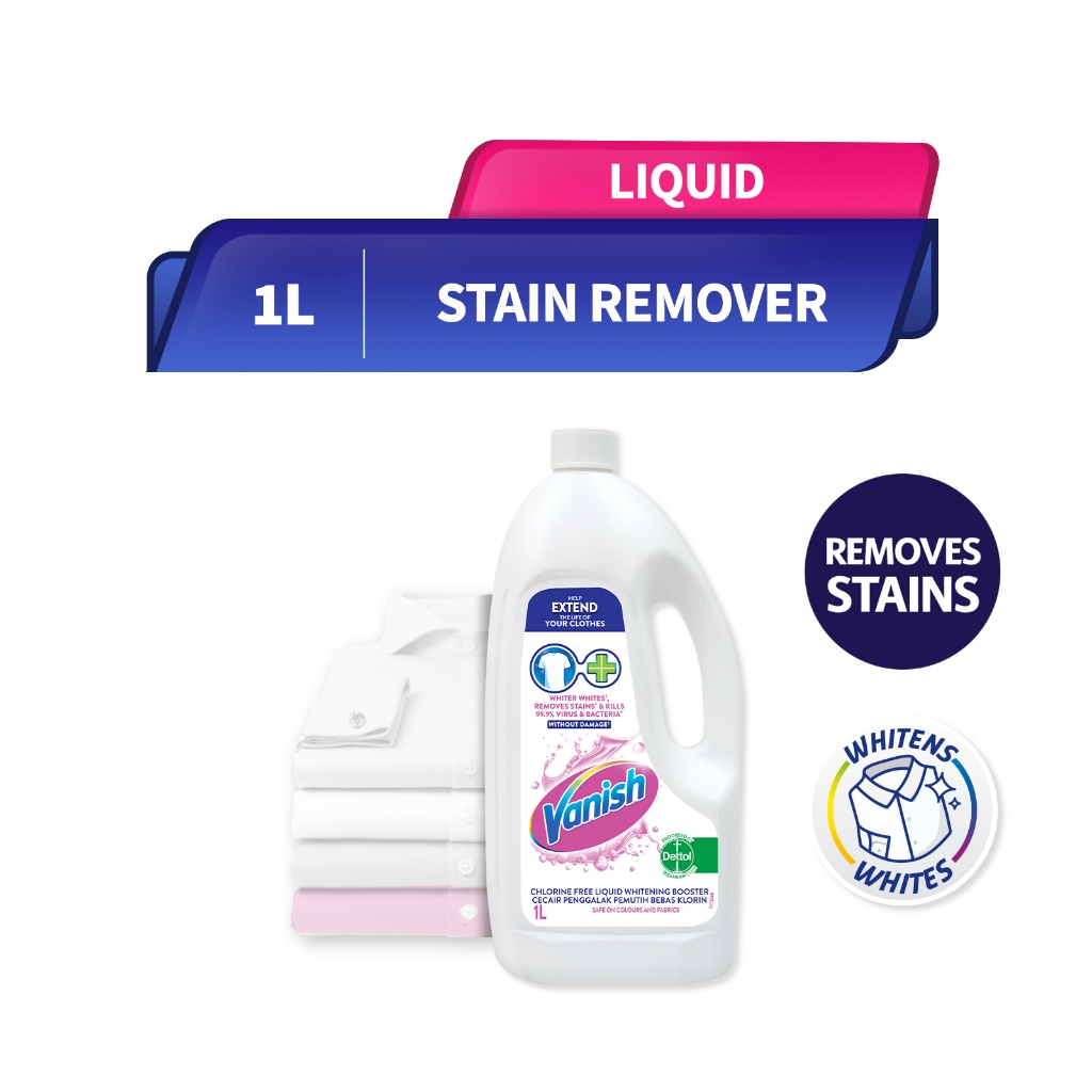 [1 Carton] Vanish White Laundry Fabric Stain Remover Liquid (1L ...