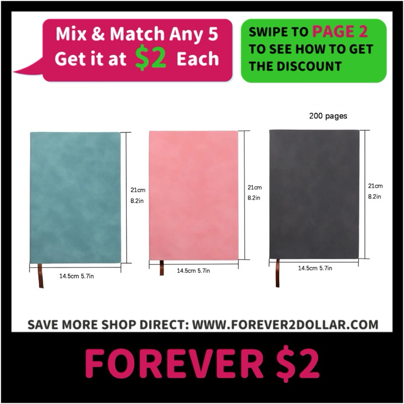 (FOREVER $2) 200 Pages Super Thick Notebook Notepad Diary Business ...