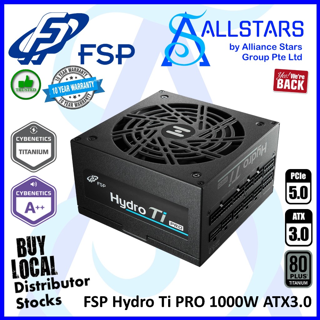 FSP Hydro Ti PRO 1000W ATX3.0 / PCIe 5.0 ATX Power Supply / 80+Titanium (Warranty 10years with ...