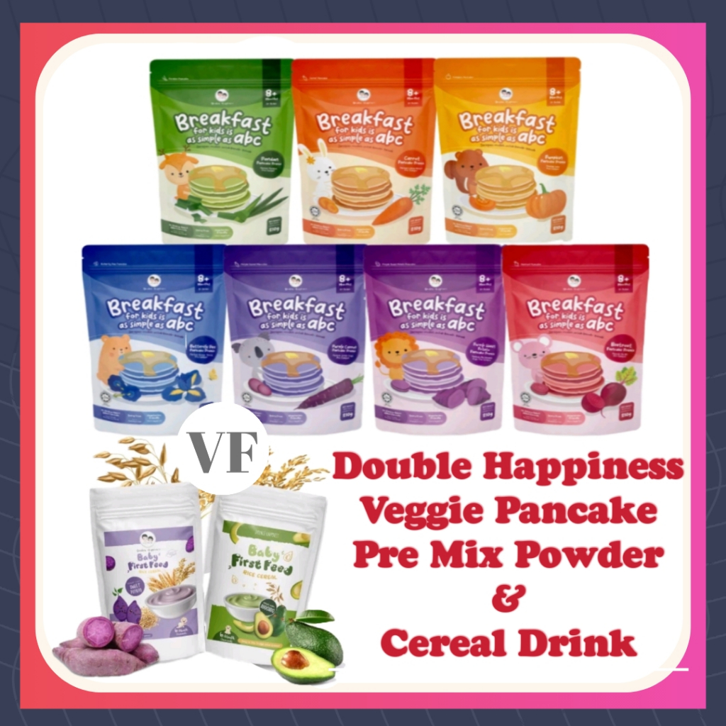 Double Happiness Baby Cereal 6m+ 200g & Veggie Pancake Pre Mix Powder ...