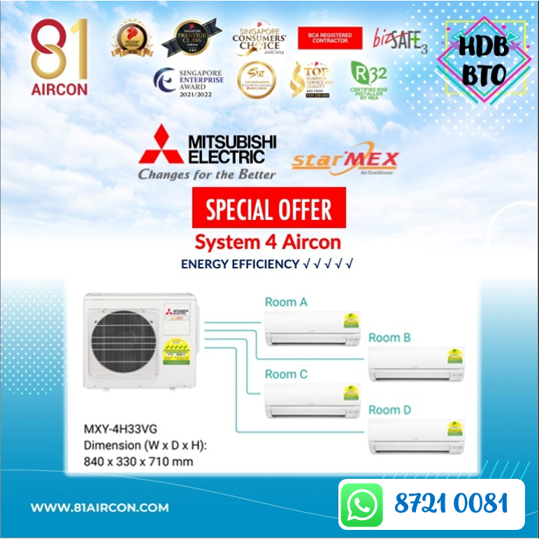 Mitsubishi Starmex System 4 Aircon【5 Ticks】【R32】 | Shopee Singapore