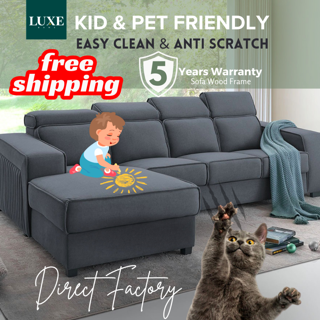 8.9ft L Shape Sofa Fabric Sofa Anti Scratch & Easy Clean Premium Sofa ...