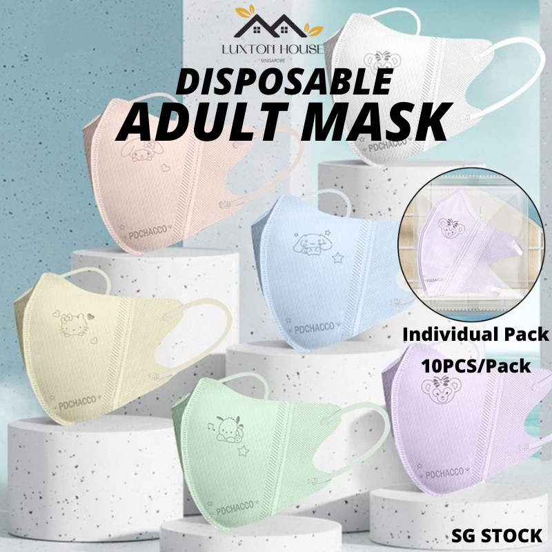 {SG} 10PCS Adult Mask Face Mask Disposable Cartoon Mask Macaron Mask 3D ...