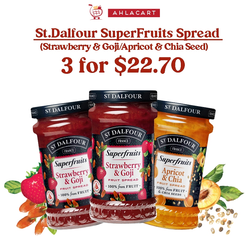 St Dalfour SuperFruit Spread Mix 3x170g (Strawberry & Goji,Apricot Chia ...