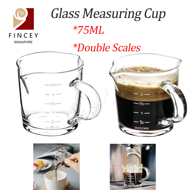 【SG】75ml Espresso Shot Measuring Cup Glass Double-mouthed Ounce Cup ...